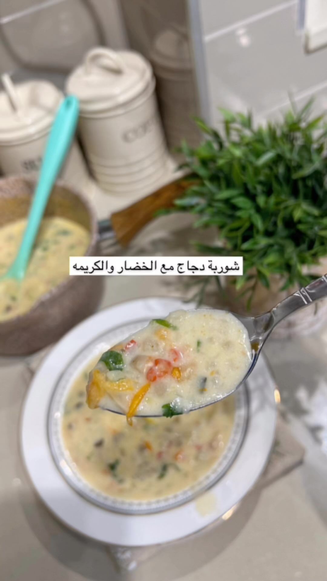 طريقة عمل شوربة الدجاج بالخضار والكريمه - Faten Mahmoud/فاتن محمود ...